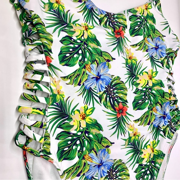 Revamped | Swim | Revamped Floral Tropical Print Highcut Peekaboo ...